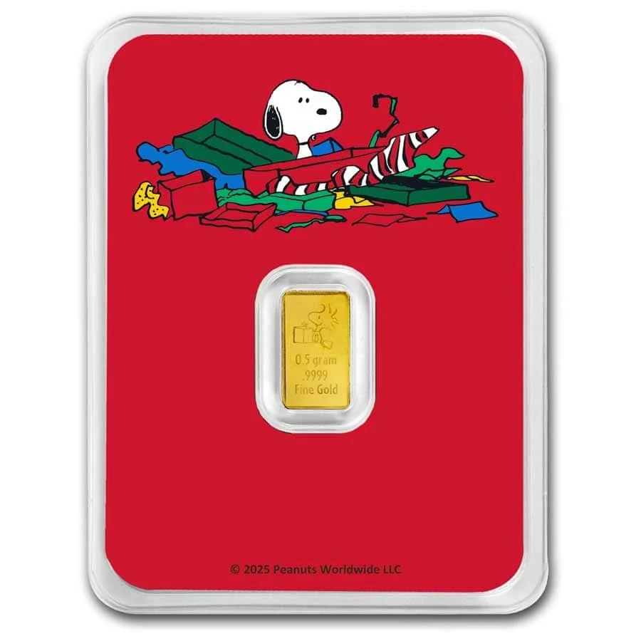 2025 PAMP Peanuts Christmas Charlie and Snoopy .5 Gram Gold Bar in TEP ...